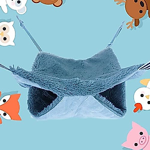 neolun Rat Ferret Cage Hammock Bedding Small Pet Cage Accessories Toy Double-Layer Hammock Bedding for Hamster Guinea Pig Rat Ferret Chinchilla Playing Sleeping(Grey)