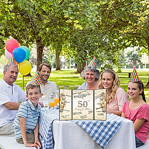 DARUNAXY Black Gold 50th Birthday Party Decorations, Happy 50th Birthday Alternative Signature Guest Book for Men Women Cheers to 50 Years Old Gifts 50 Birthday Signing Card Board Party Supplies