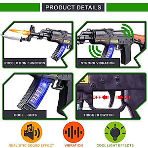 Light Up Toy Machine Gun with Folding Bayonet by ArtCreativity - Cool LED, Sound and Vibration Effect - 16 Inch Pretend Play Military Submachine Gun - Army Prop Gun for Boys and Girls