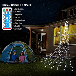 Toodour Solar Lights Outdoor, 317 LED 10ft x 9 Solar Garden Lights with 12" Topper Star, 8 Lighting Modes Waterproof Star Fairy Lights for Garden, Patio, Wedding, Party Decoration (White)