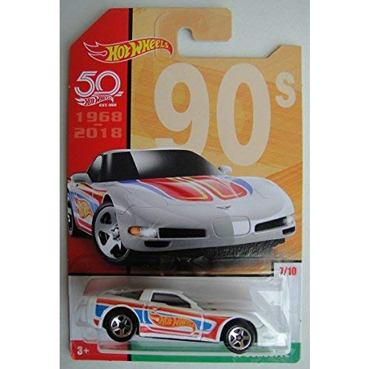 Hot Wheels 90s, White '97 Corvette 7/10 50TH Anniversary