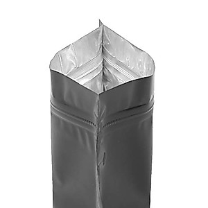 QQ Studio Pack of 100 Double-Sided Glossy Wide Mouth Smell Proof Stand Up Resealable Pouch Bags (Glossy Black, 6.5x5" (3oz))