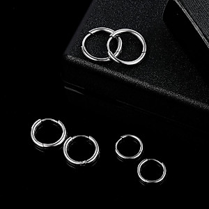 Pack of Titanium Surgical Stainless Steel Huggie Hoop Earrings Hypoallergenic for Sensitive Ears Body Piercing Small Nose Rings Cartilage Trague 20G