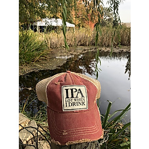 VINTAGE LIFE Distressed Baseball Caps Funny Trucker Hats with Sayings, Unisex (IPA Lot (Dark red))