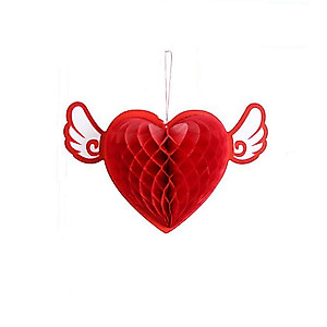 Armfer-household supply Valentines Day Heart Ornaments Hollow Out Hearts Shape Honeycomb Ball Pendant DIY Hanging Decorations for Hotel Home Holiday Anniversary Birthday Party Favors