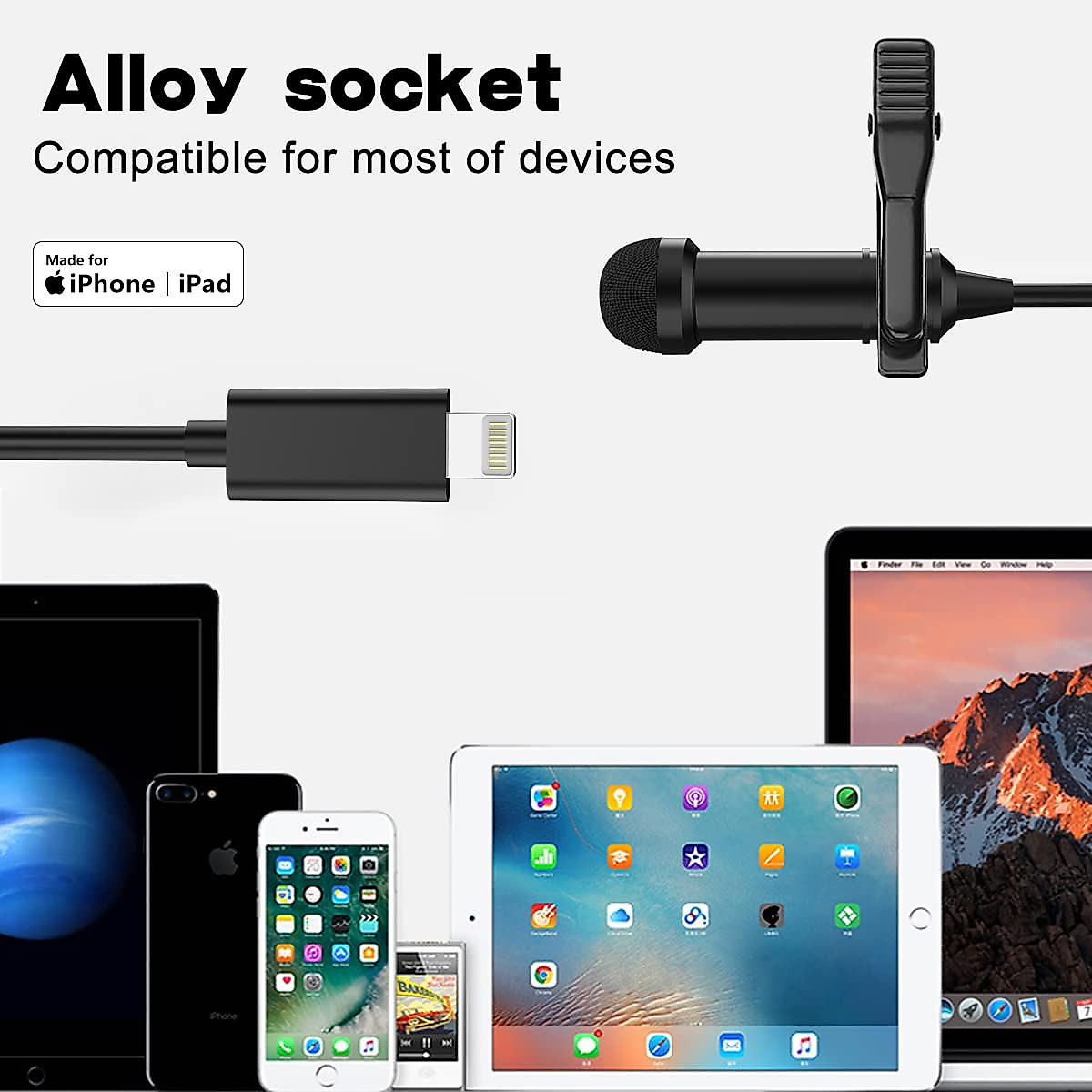 ALTSON Professional Lavalier Microphone for iPhone/Video Conference/Podcast/Voice Dictation/YouTube Grade Omnidirectional Phone Audio Video Recording Condenser Microphone (9.98ft)