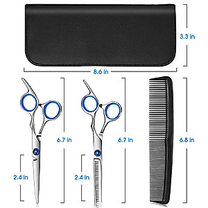 Hair Cutting Scissors Kits, 10 Pcs Stainless Steel Hairdressing Shears Set Professional Thinning Scissors For Barber/Salon/Home/Men/Women/Kids/Adults Shear Sets