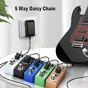Donner DPA-1 Guitar Pedal Power Supply Adapter 9V DC 1A Tip Negative 5 Way Daisy Chain Cables for Guitar Effect Pedal