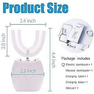 Automatic Ultrasonic Toothbrush, Automatic Toothbrush for Adults, 360° Sonic Toothbrush Waterproof, Rechargeable Portable Electric Ultrasonic Toothbrush, Teeth whitening Brush for Travel and Household