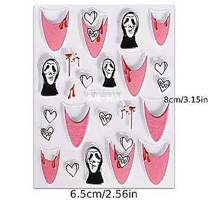 5D Halloween Nail Art Stickers Decals Pink Ghost Skull Self-Adhesive Nail Decals Halloween Nail Art Supplies Accessories for Acrylic Nail Design 5D Slider Nail Foils Sticker Nail Charms for Women 3Pcs