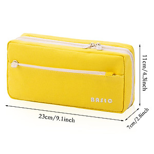 iSuperb Big Capacity Pencil Case Large Pencil Pouch Passport Bag Zipper Storage Cosmetic Makeup Bag Organizers for Women (Light Blue)