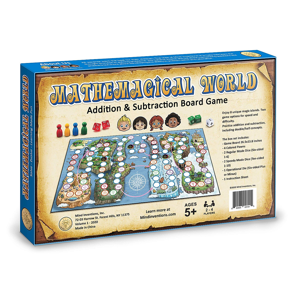 Mathemagical World - Addition & Subtraction Math Board Game for Kids, 2-4 players, Ages 5+ and Perfect for Homeschool, Kindergarten, Pre-k, and Gifted & Talented Prep