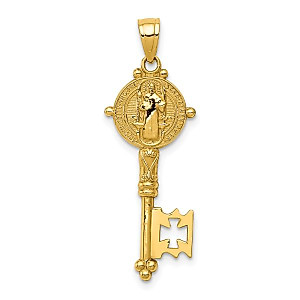 IceCarats 14K Yellow Gold San Benito 2 Sided Key Necklace Charm Pendant Only