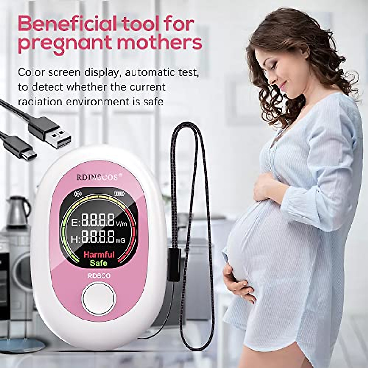 EMF Meter, Rechargeable Digital Electromagnetic Magnetic Electric Radio Frequency Field Detector Hand-held Digital LCD EMF Detector, Great Tester for Home EMF Inspections, Office, Outdoor (RD600)