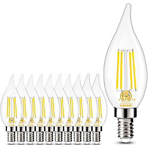 E12 LED Bulb Dimmable 60 Watt Equivalent, Golspark 4000K Natural Daylight 4W E12 Candelabra LED Light Bulbs, Small Base Type B Candle Light Bulbs for Chandelier, Ceiling Fan, Flame Tip, 550LM, 10 Pack