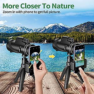 80x100 HD Monocular Telescope, Dawdory High Power Monocular for Adults with Smartphone Adapter & Tripod, Night Vision Monocular for Hunting Star Watching Bird Watching Wildlife Camping Hiking (Black)
