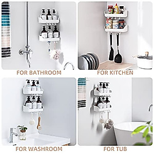 TAILINK 2 Packs Shower Caddy Suction Cup, One Push Assembly Shower Organizer No Drilling Shower Basket Powerful Shower Shelf Bathroom Storage Shampoo Holder Shower Caddy Basket Kitchen Shelf