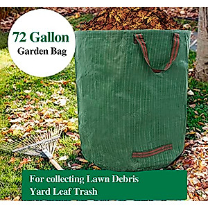 72 Gallons Garden Bag Collapsible Reuseable Heavy Duty Garden Waste Bags for Lawn Yard Leaf Trash Debris Garden bags with Gardening Gloves(3-Pack)