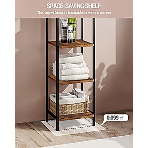 Hzuaneri Bookcase Bookshelf, Narrow Book Shelf, Industrial Corner Shelf Storage Organizer, Slim Shelving Unit for Home Office, Living Room, Bedroom, Kitchen, 6-Tier Rustic Brown and Black BC24601B