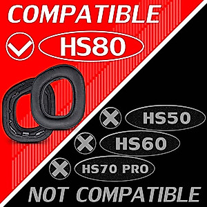 HS80 Ear Pads Compatible with HS80 Headset I Thicker Enhanced Memory Foam - More Soft Comfort Protein Leather by DIMOST