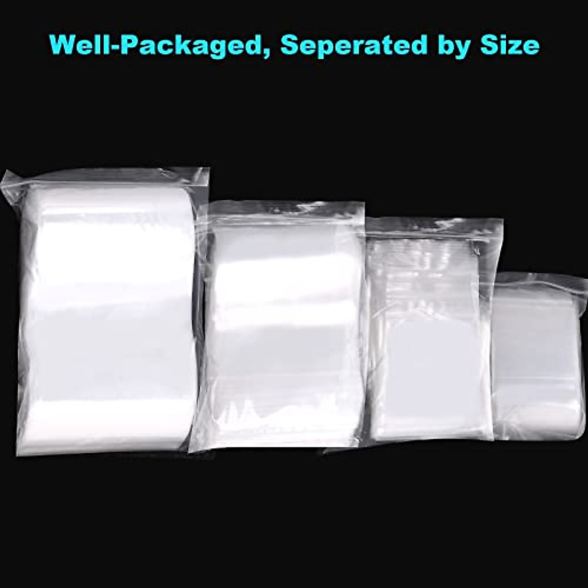 400 Pcs Small Plastic Bags, Resealable Clear Jewelry Bags, Small Baggies, Poly Reclosable Mini Bags, 4 Assorted Sizes 6x3.9 4.7x3.1 3.5x2.3 2.7x2IN, 2 Mil Zipper Bags for Jewelry Pill Packaging VOPTON
