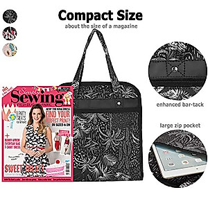 PACMAXI Sewing Accessories Storage Bag, Knitting, Craft Tools and Accessories Organizer, Roomy Carrying Bag for Sewing Tools and Accessories (White Tree with Black Background)