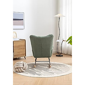 Tiophome Rocking Nursery, Upholstered Glider Rocker Accent Chairs Padded Seat with High Backrest, Comfy Side Armchair for Nursing, Living Room, Bedroom, Office,Teddy Velvet, Green, Extra Large