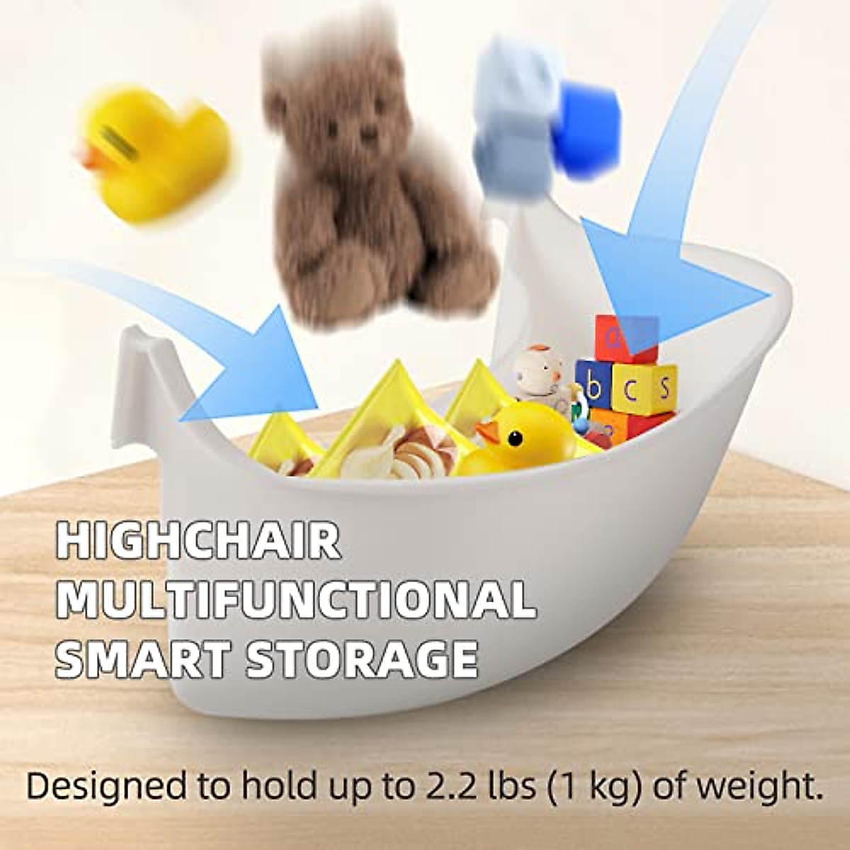 High Chair Catchy Compatible with Tripp Trapp Highchair Storage Tray | Multipurpose Highchair Storage Tray Accessory for Storage Bibs, Baby Wipes, Snacks, Toys | Dishwasher-Safe & BPA-Free - White