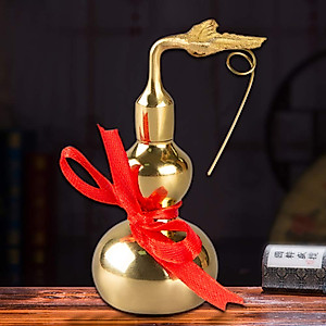 Golden Alloy Bagua Gourd Statue Feng Shui Taoist Deities H2.6” Hulu/Calabash/Wu Lou Figurine Home Garden Decor Health Prosperity PTZD035FBA