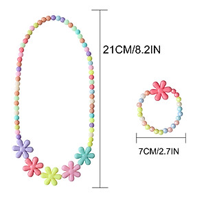 Hicdaw 18PCS Toddler Necklace Beaded Bracelet Stretch Costume Princess Necklace for Little Girls Play Jewelry Bracelet Set Dress Up Party Favors Gift Kids Jewelry for Girls