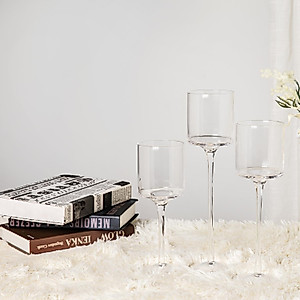 Glass Candleholders Tea Light Candle Holders Clear Wedding Weddings Hurricane Tall Elegant Ideal for Dining Party Home Decor Parties Table Settings Gifts High Different Sizes (6 Sets Large Clear)