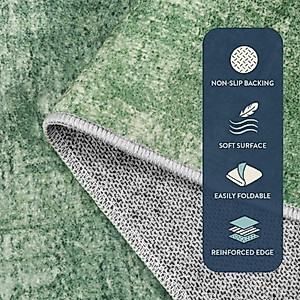 Lahome Green 5x7 Area Rugs,Boho Washable Living Room Rug Soft Bedroom Rug, Modern Abstract Ombre Non-Slip Low-Pile Throw Carpet for Dining Room Office Entryway(5'x7',Green)