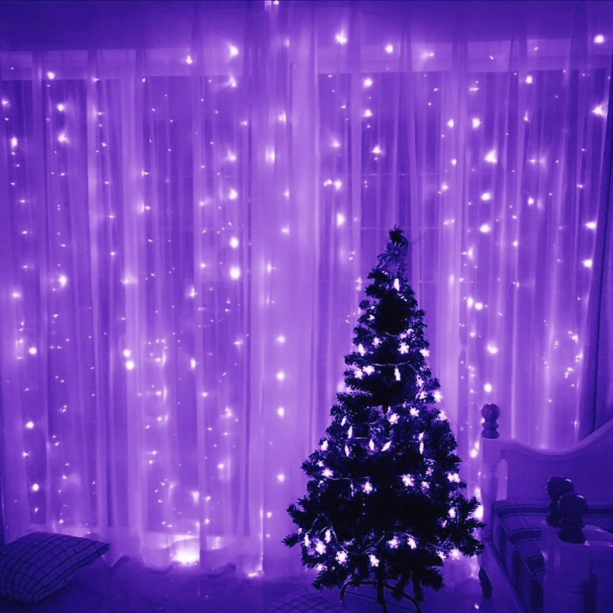 iiEASEST Purple Led Fairy String Lights Halloween Christmas Gift for Mother Grandma 100 LED 33 Feet Wire Micro Mini Twinkle Starry Lights with Remote for Tree Bedroom Party Wedding Decor