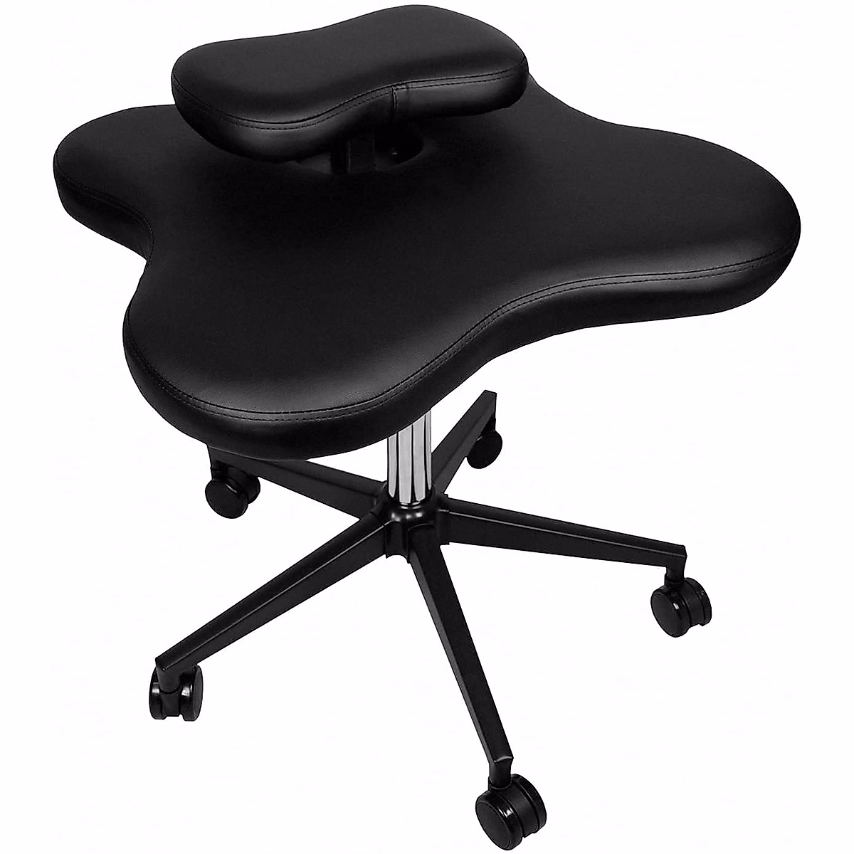 H-A Height Adjustable Kneeling Chair Ergonomic Posture Corrective Seat with Faux Leather Knee Cushion for Home/Office (Black)