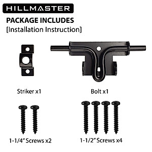 Hillmaster Slide Bolt Gate Latch for Wooden Fence Door Lock with Padlock Hole,Heavy Duty Sliding Bolt Gate Lock Door Latch Black Barrel Bolt Slide Latches Gate Hardware for Wood Vinyl Fenc Barn Shed
