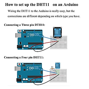 2pcs DHT11 Temperature Humidity Sensor Module Digital Temperature Humidity Sensor 3.3V-5V with Wires for Arduino Raspberry Pi 2 3 (2pcs DHT11)