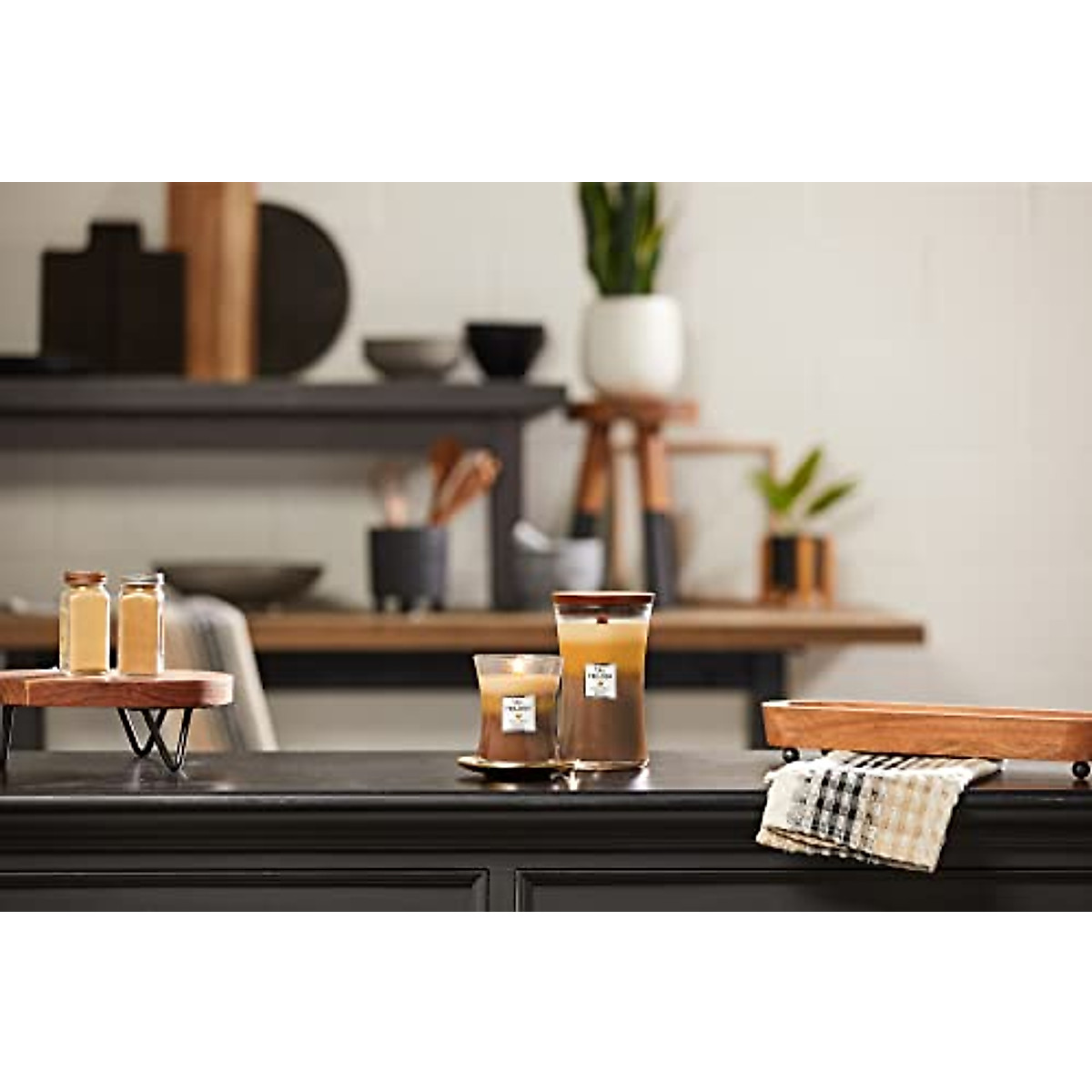 WoodWick Large Hourglass Candle, Cafe Sweets - Premium Soy Blend Wax, Pluswick Innovation Wood Wick, Made in USA