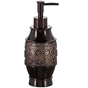 Creative Scents Dublin Bathroom Accessories Set, Bathroom Decor Sets Accessories Includes Soap Dispenser, Bar Soap Dish, Tumbler, and Toothbrush Holder for Your Vanity Countertop (Brown)