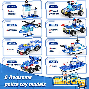 WishaLife City Police Mobile Command Center Truck Building Toy, W/Police Car, Airplane, Boat, Gifts for 6 Plus Year Old Kids, Boys, Girls (1338 PCS)