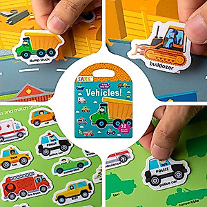 Sank Portable Jelly Quiet Book, Toddler Busy Book, 6 Themes Preschool Learning Activities Quiet Book, Preschool Activity Learning Books for Babies/Toddlers Ages 3-6 (Vehicles)