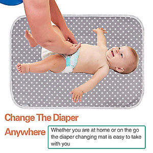 Baby Diaper Changing Pad, 21 5/8" x 31.5" Waterproof Changing Pad Liners 2Pack - Reusable Soft and Absorbent Portable Changing Mat(Star2PCS)