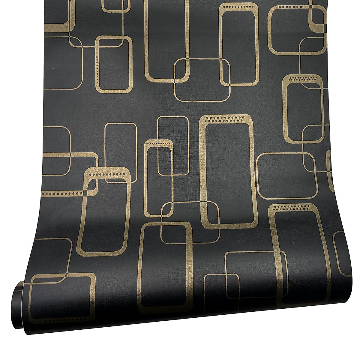 SimpleLife4U Geometric Pattern Shelf Drawer Liner Self-Adhesive Black Countertop Protect Paper for Furniture 17.7 Inch by 9.8 Feet