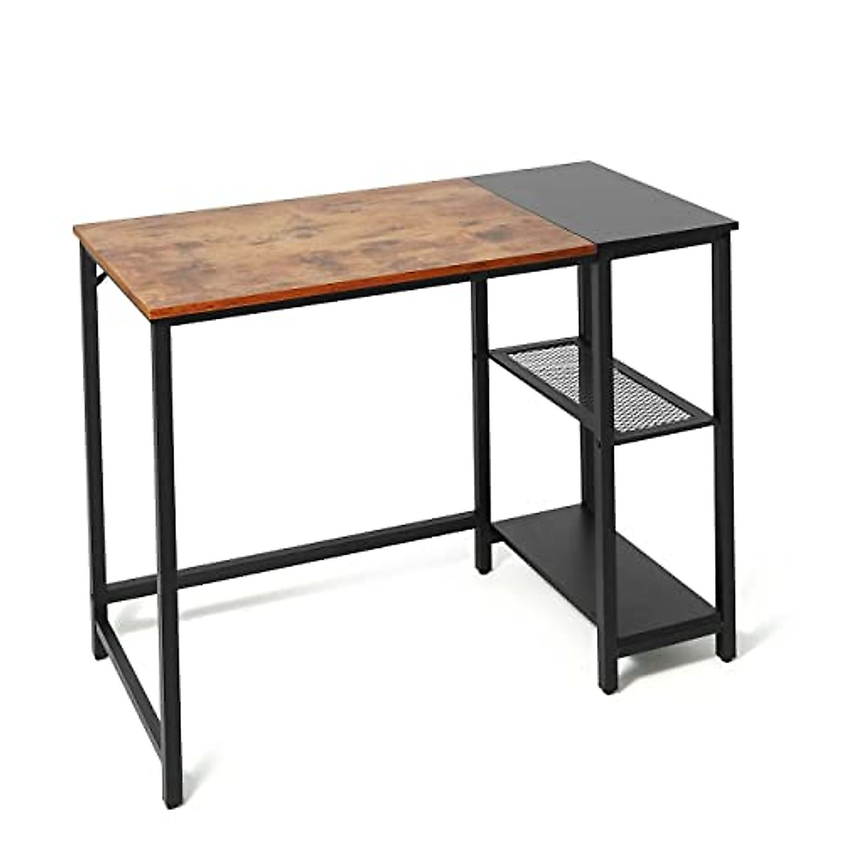 CAPHAUS Computer Desk, 40 Inch Home Office Desk, Study Writing Desk with 2-Tier Storage Shelves, Simple Industrial Modern Laptop Workstation with Splice P2 Grade Wooden Board, Rustic Oak and Black