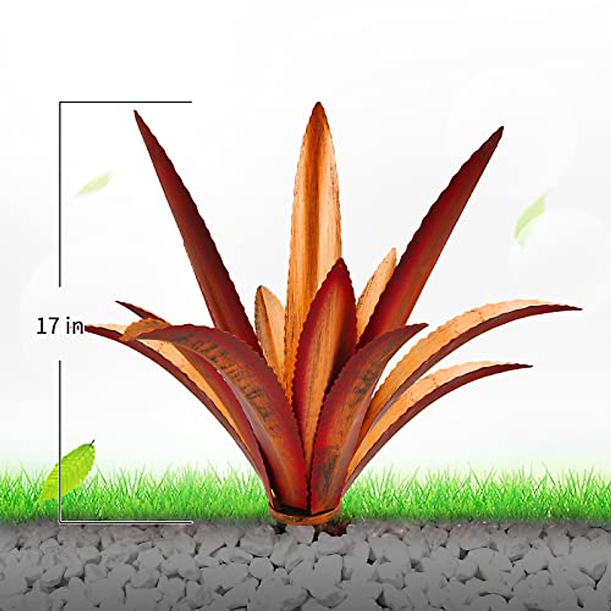 Vexercisehoop Metal Agave Yard Art, Tequila Rustic Garden Sculpture Statue, Metal Agave Plants Outdoor Decor, Agave Metal Plants for Yard, Garden Lawn Ornaments (Red)