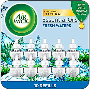 Air Wick Plug in Scented Oil Refill, 10ct, Fresh Waters, Eco Friendly, Essential Oils, Air Freshener