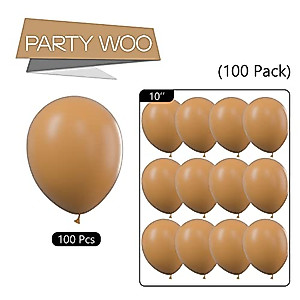 PartyWoo Retro Brown Balloons, 100 pcs 10 Inch Caramel Balloons, Latex Balloons for Balloon Garland as Party Decorations, Birthday Decorations, Wedding Decorations, Neutral Baby Shower Decorations