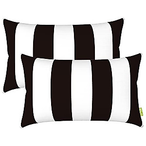 LVTXIII Outdoor/Indoor Lumbar Pillow Case Covers ONLY, 12” x 20” Patio Garden Decorative Lumbar Pillow Covers Pack of 2 for Outdoor Home Patio Furniture Use - Cabana Black