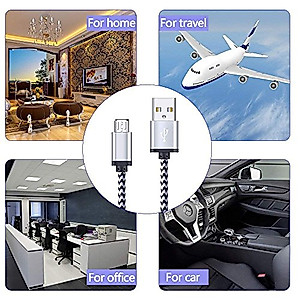 FiveBox Micro USB Charger Cable, 5-Pack 6ft Micro USB Cable Cord Braided Fast Charging Phone Charger for Samsung Galaxy J3 J7 S6 S7 Edge, Tablet, LG stylo 2/3 LG G3 G4 K30 K20 Plus, Old Kindle 7 8 10