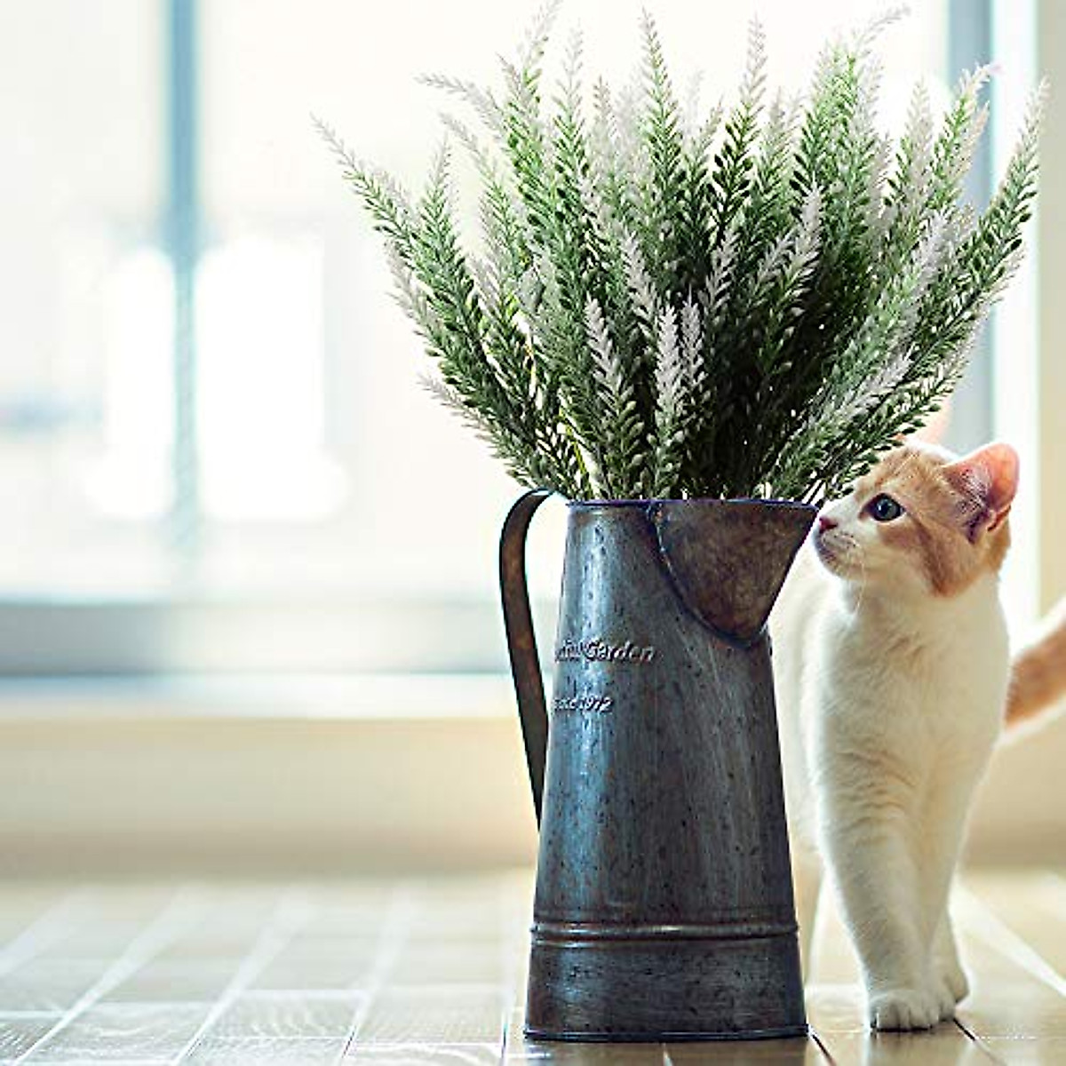 TYEERDEC Artificial Flowers 6 Bundles Lavender Bouquet for Wedding Home Office Decoration - White