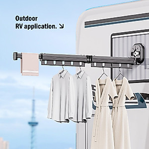 Hemerch Retractable Clothes Drying Rack, Aluminum Clothes Drying Rack Foldable, Retractable Wall Mounted Clothes Hanger Rack, Portable Clothes Drying Rack for Home Organizers (3 Folding, Black)